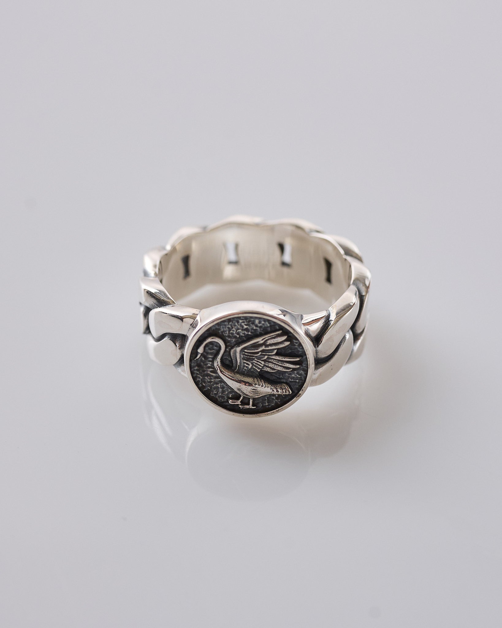Maple Swan Signet Ring Silver 925 – LESS 17