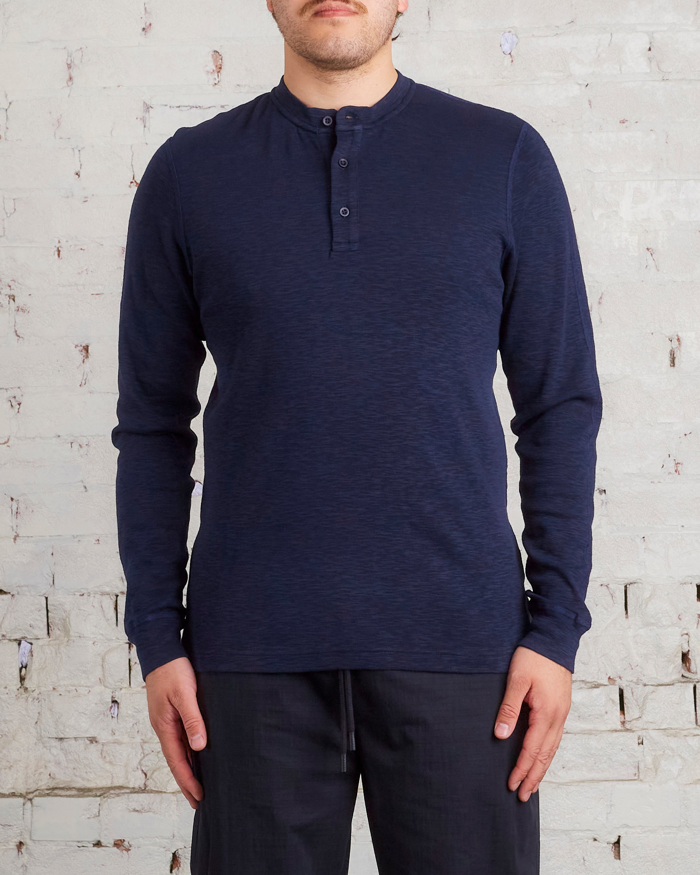 Reigning Champ 1x1 Slub Knit Long Sleeve Henley Navy – LESS 17