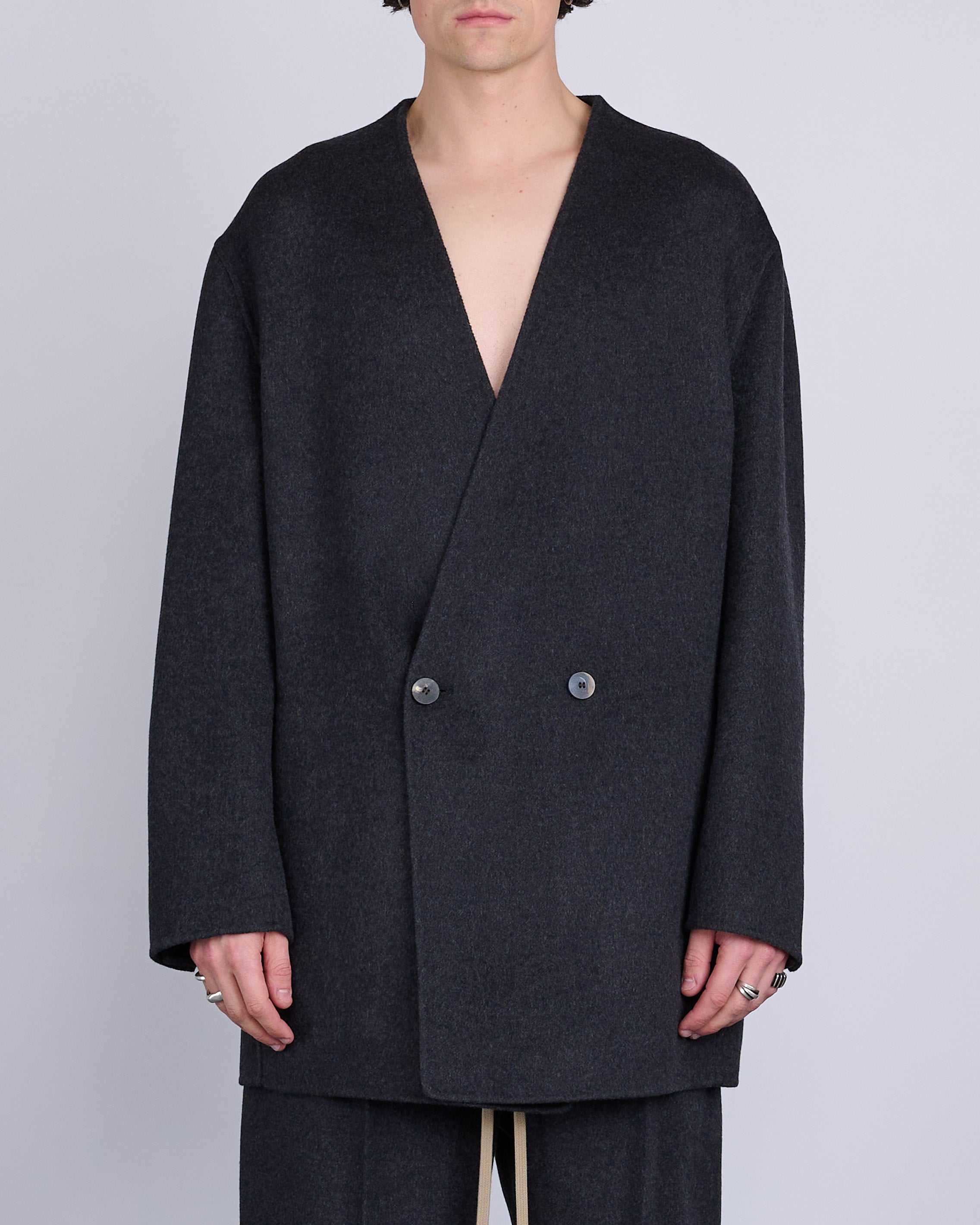 Fear of God Relaxed Lapelless Double Cashmere Blazer Melange Black ...