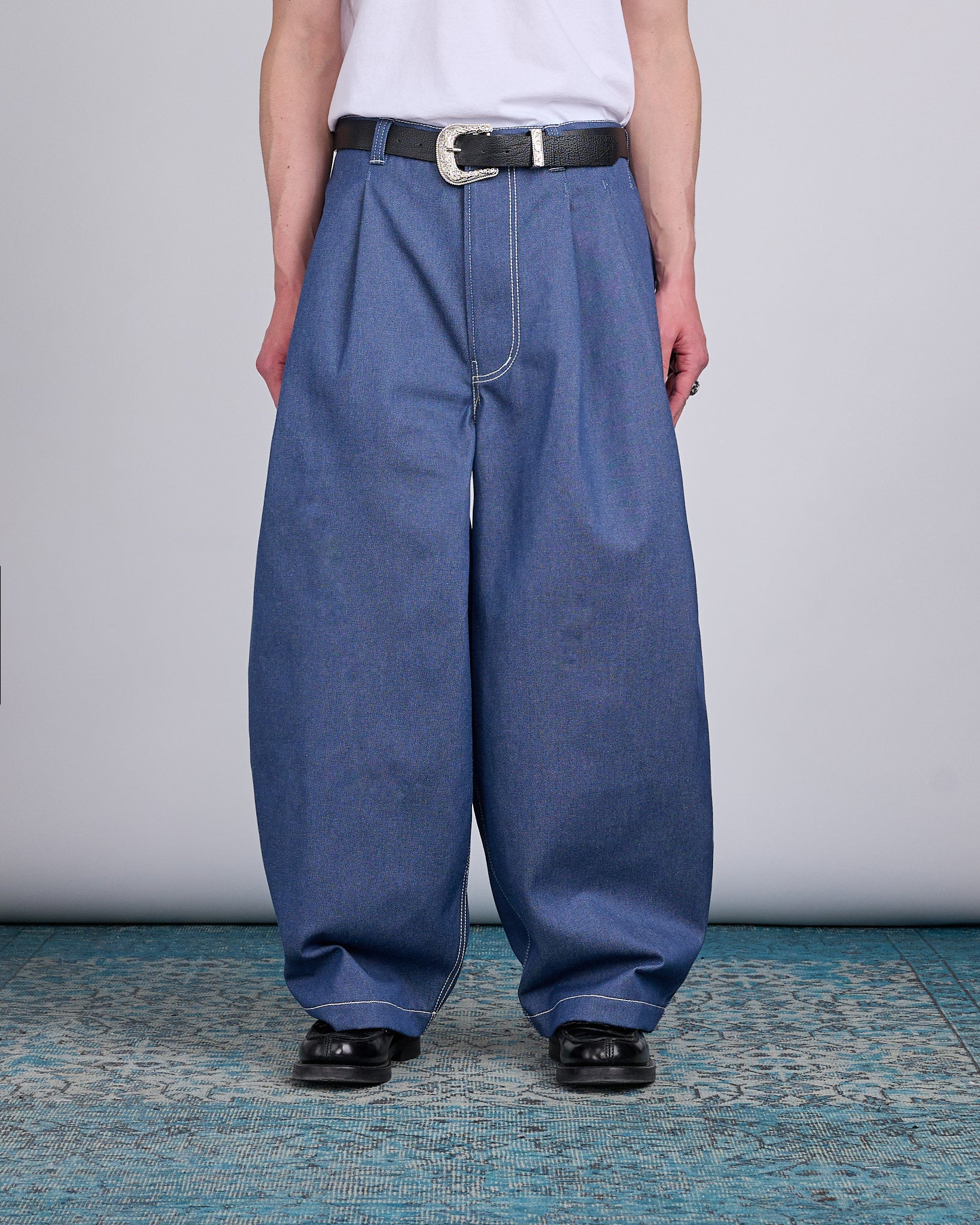 LaFrance Double Pleated Denim Blue – LESS 17