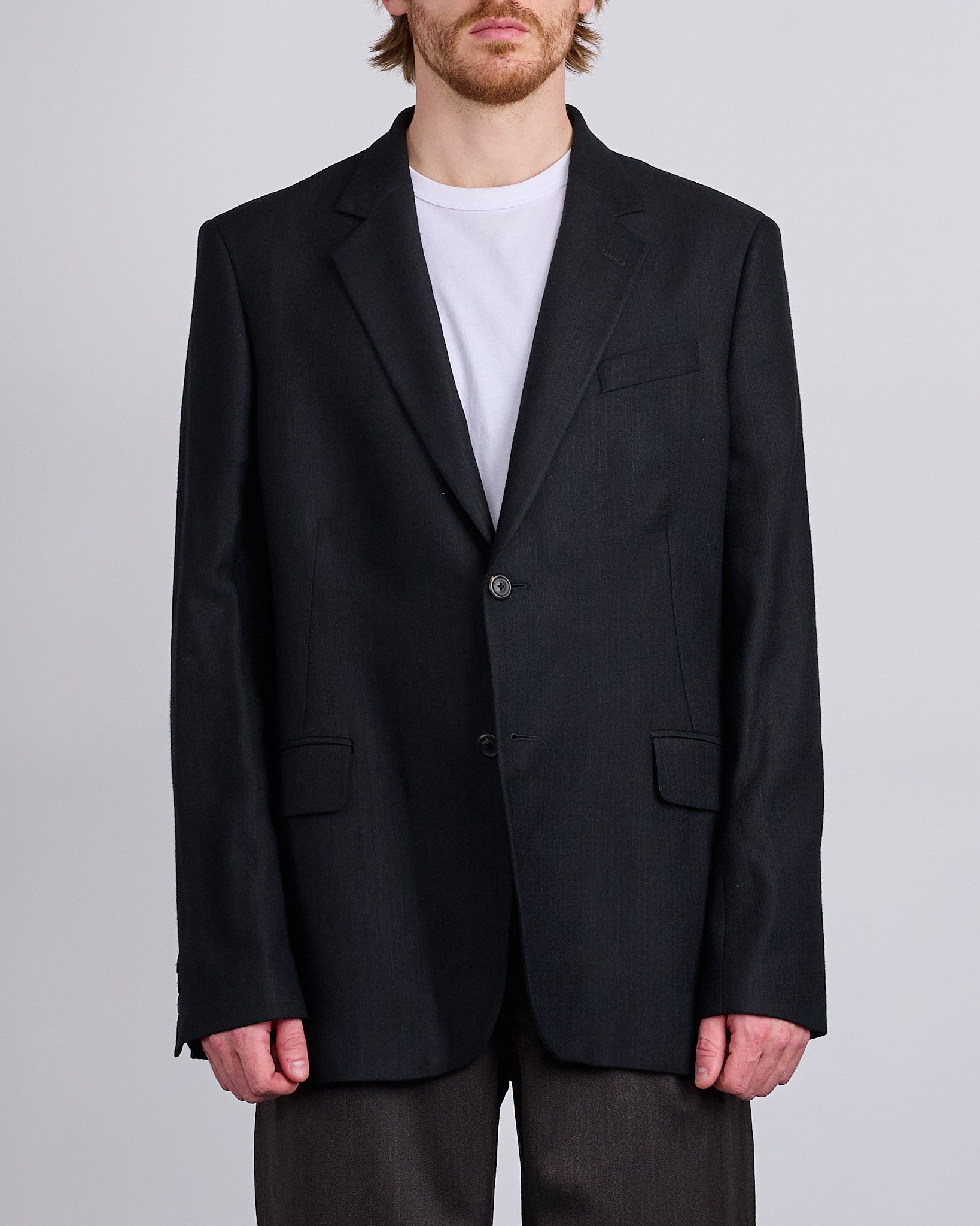 Our Legacy Ceremony Blazer Coal Black Link Stripe Weave – LESS 17