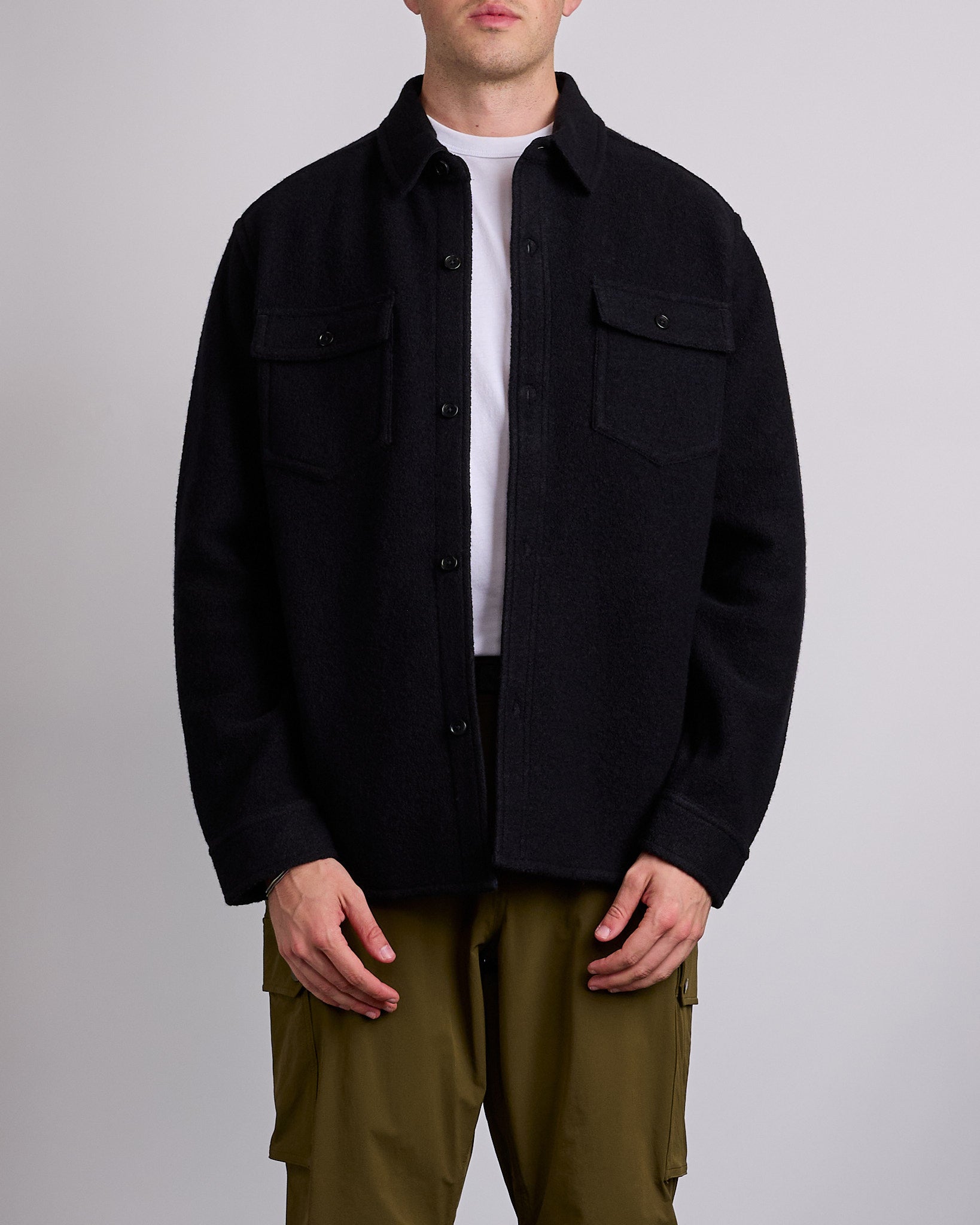 Reigning Champ Boiled Wool Warden Outershirt Jacket Black – LESS 17