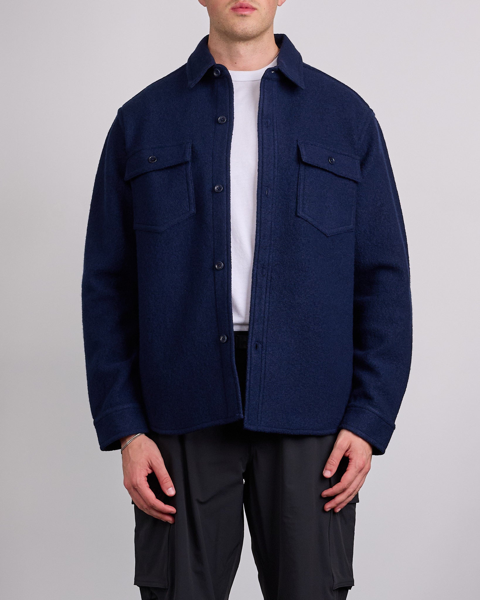 Reigning Champ Boiled Wool Warden Outershirt Jacket Navy – LESS 17