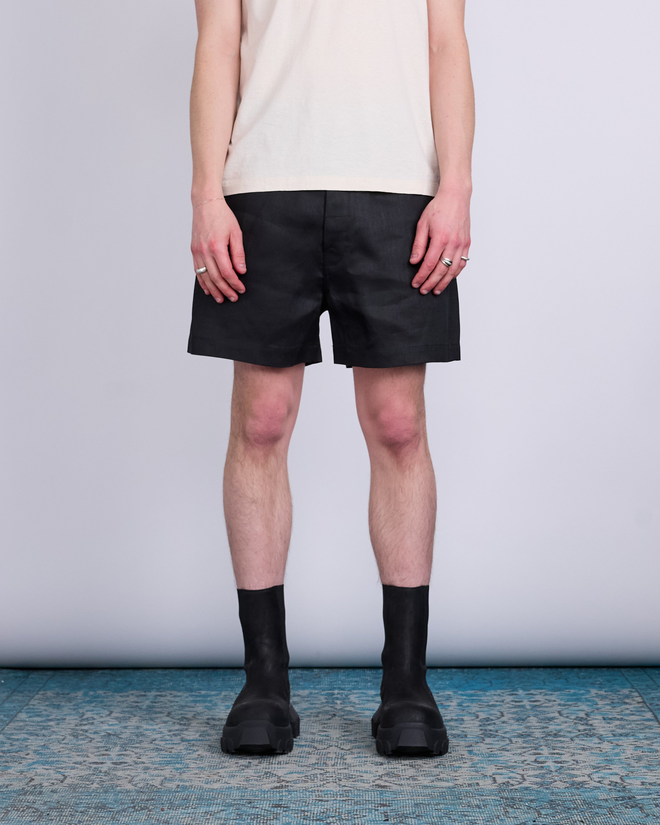 Rick Owens Geth Cutoff Short Linen Twill Black – LESS 17