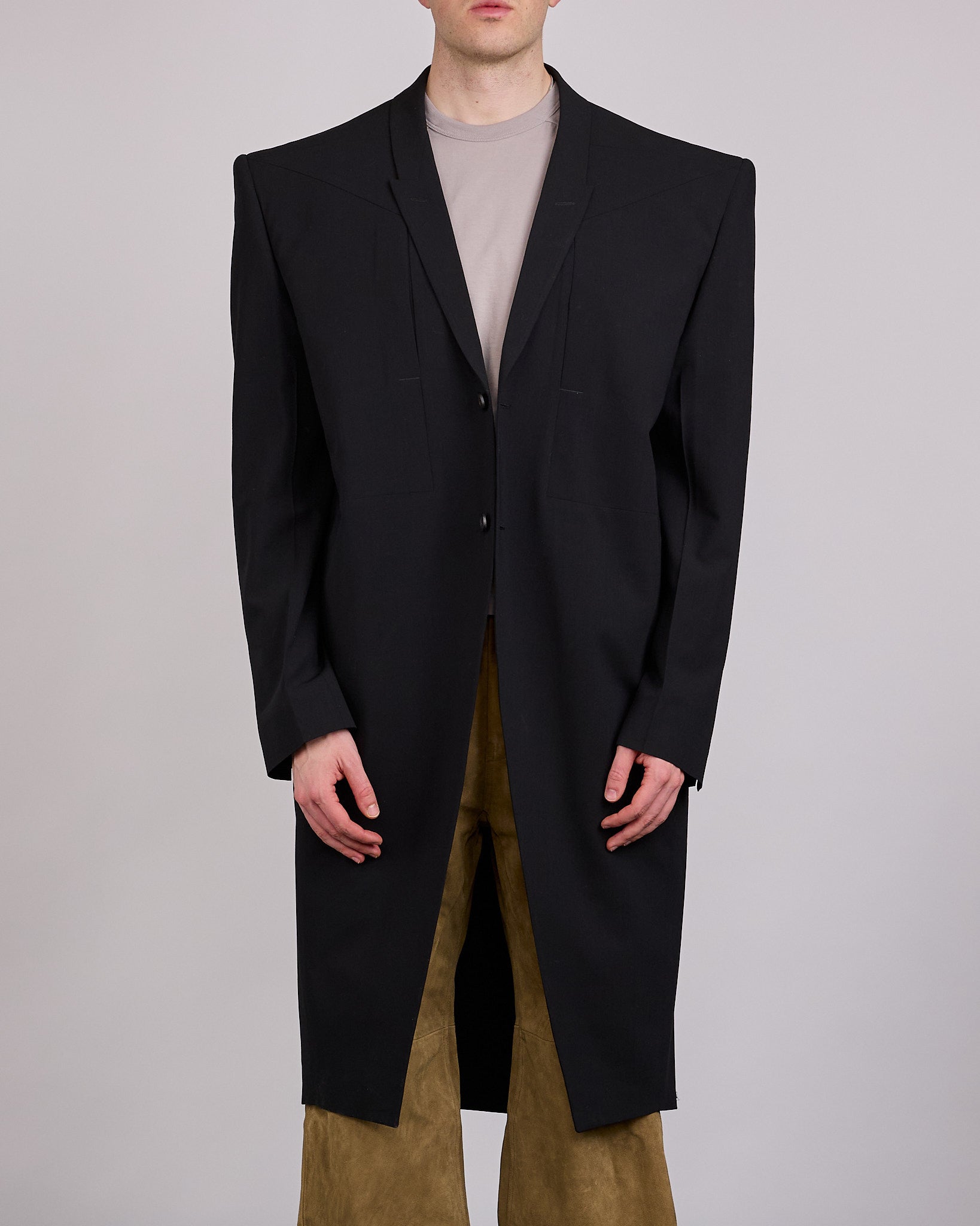 Rick Owens Runway Tatlin Coat Light Poudre Wool Black – LESS 17